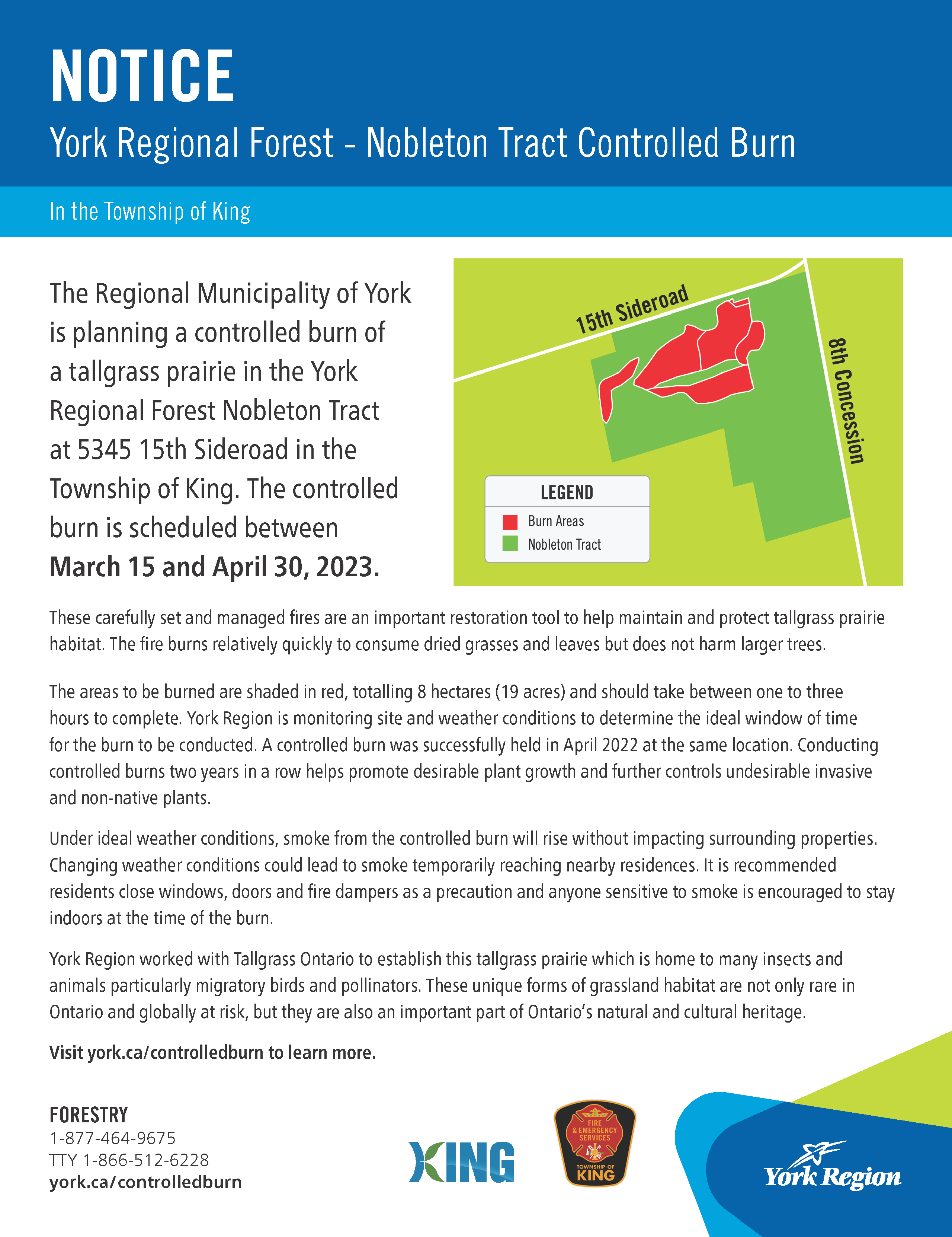 NOTICE: York Regional Forest - Nobleton Tract Controlled Burn ...